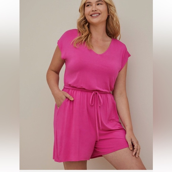 torrid | Pants & Jumpsuits | Torrid Super Soft Pink Glo Cap Slv Vneck ...